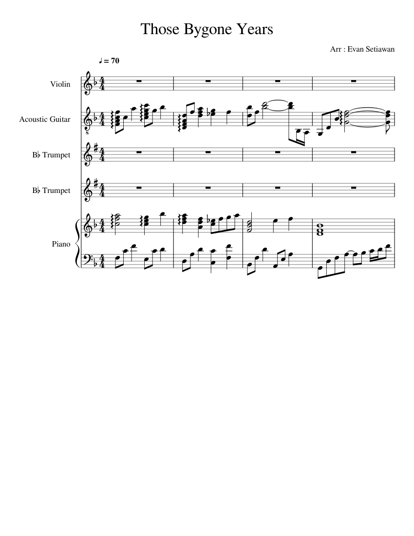 Those Bygone Years Sheet music for Piano, Trumpet in b-flat, Violin ...