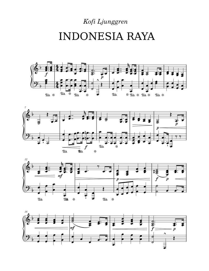 Varations on Indonesia Raya Sheet music for Piano (Solo) | Musescore.com