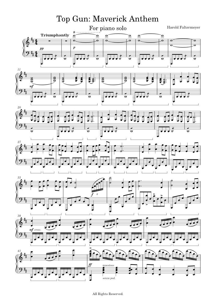Top Gun: Maverick Anthem for piano solo Sheet music for Piano (Solo) | Musescore.com