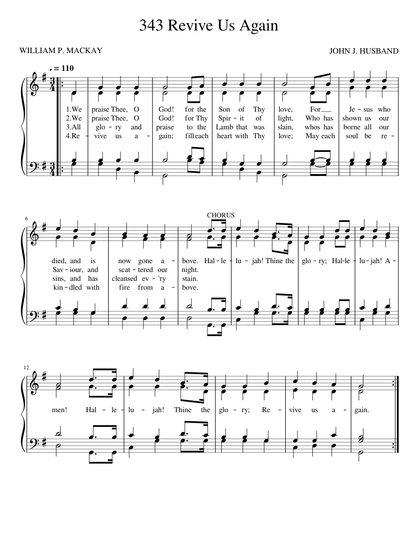 343 Revive Us Again Sheet music for Piano (Solo) | Musescore.com