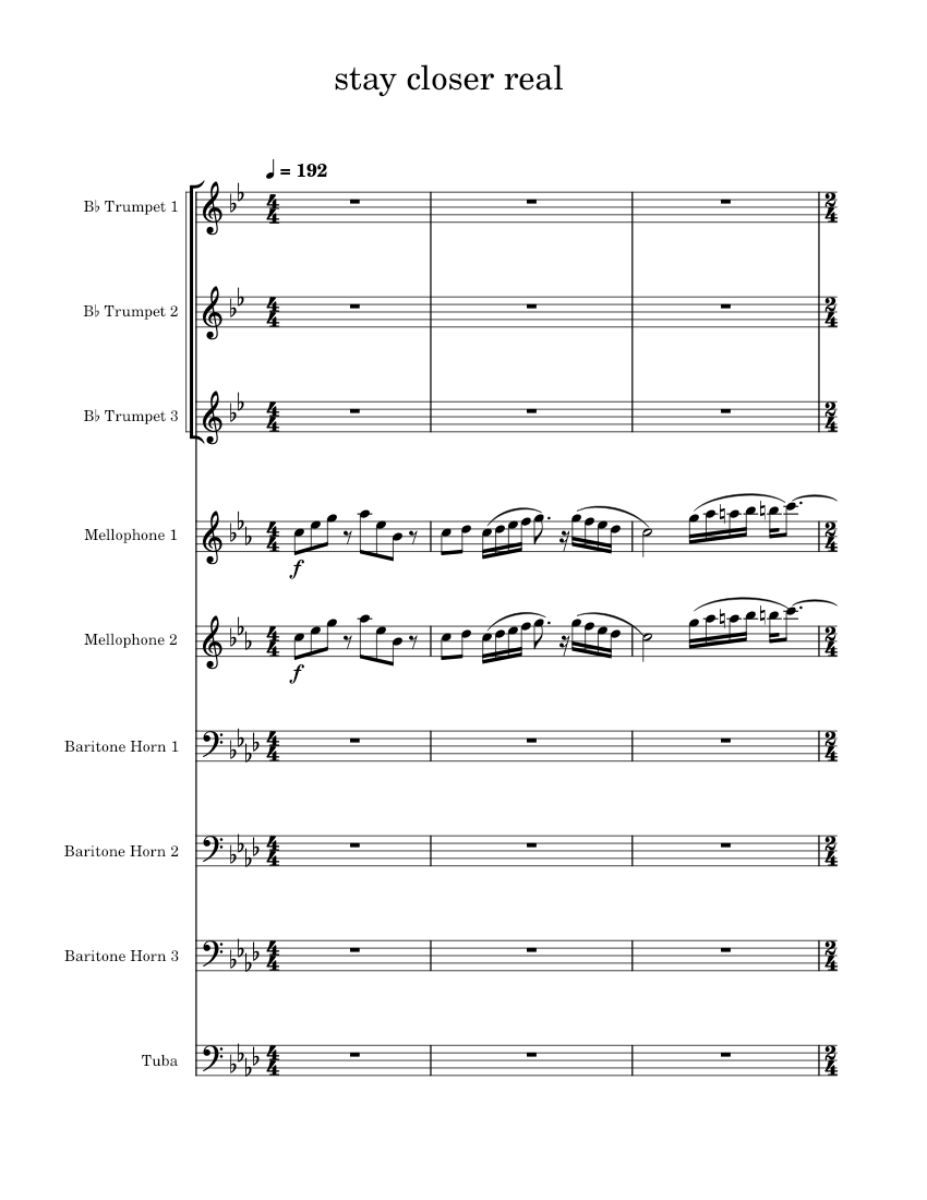 Stay DCI closer Sheet music for Tuba, Mellophone, Trumpet in b-flat ...