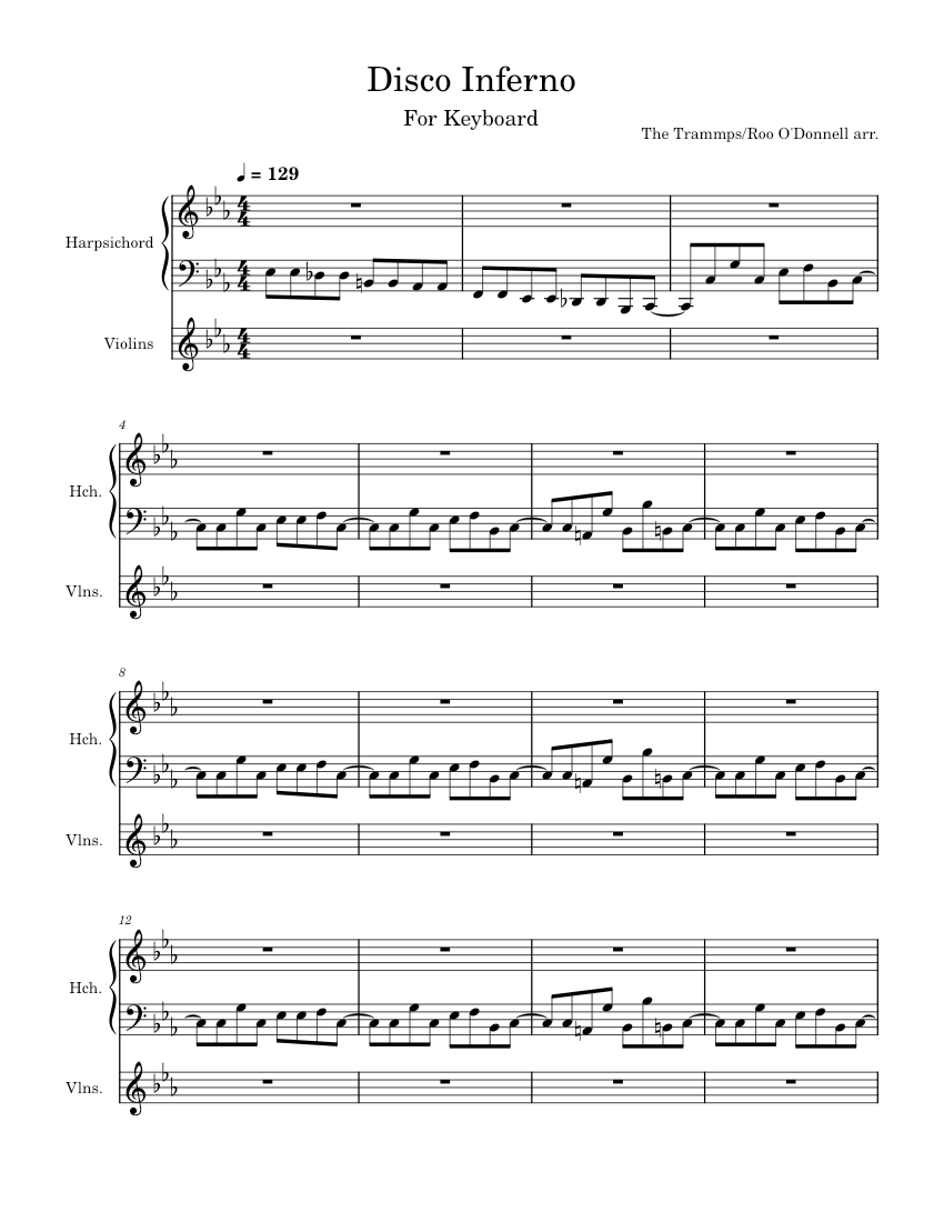 Disco Inferno Sheet Music for Harpsichord, Strings group (Solo ...