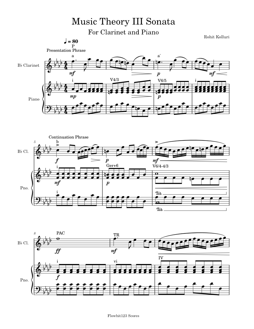 Music_Theory_III_Sonata Sheet music for Piano, Clarinet in b-flat (Solo ...