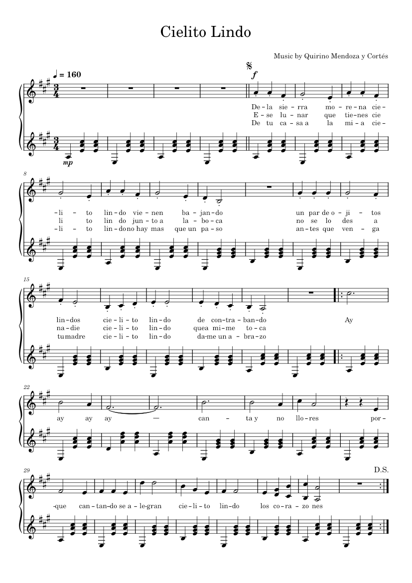 Cielito Lindo Sheet Music for Piano (Solo) Easy | MuseScore.com