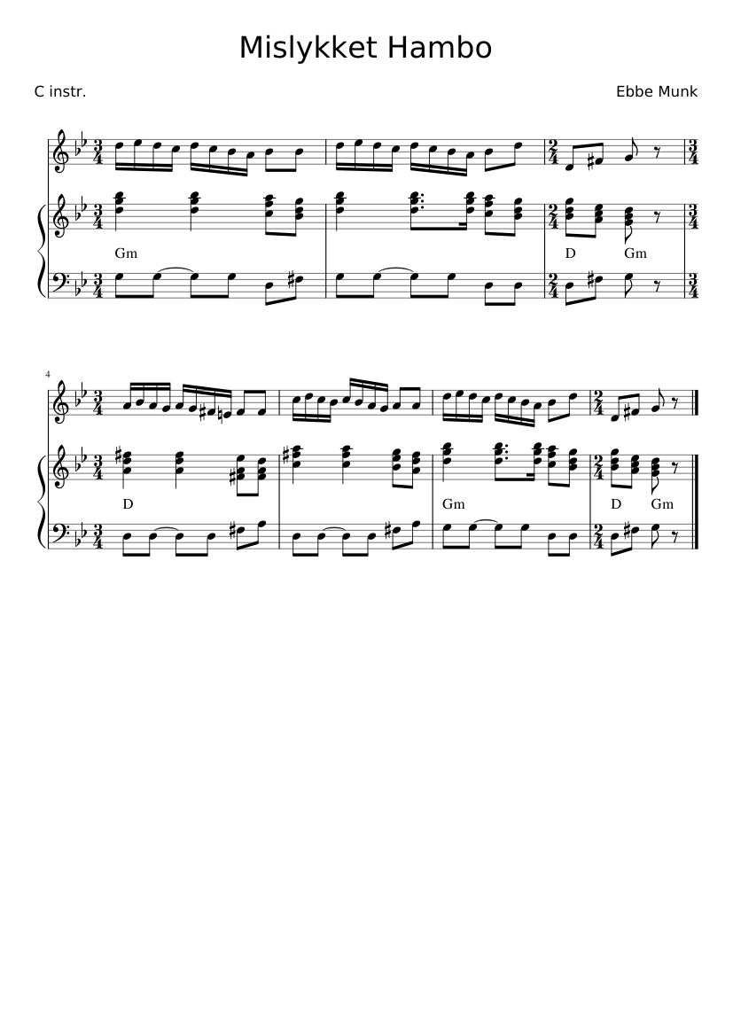 Mislykket Hambo - Ebbe Munk Sheet music for Piano, Trumpet in c (Mixed ...