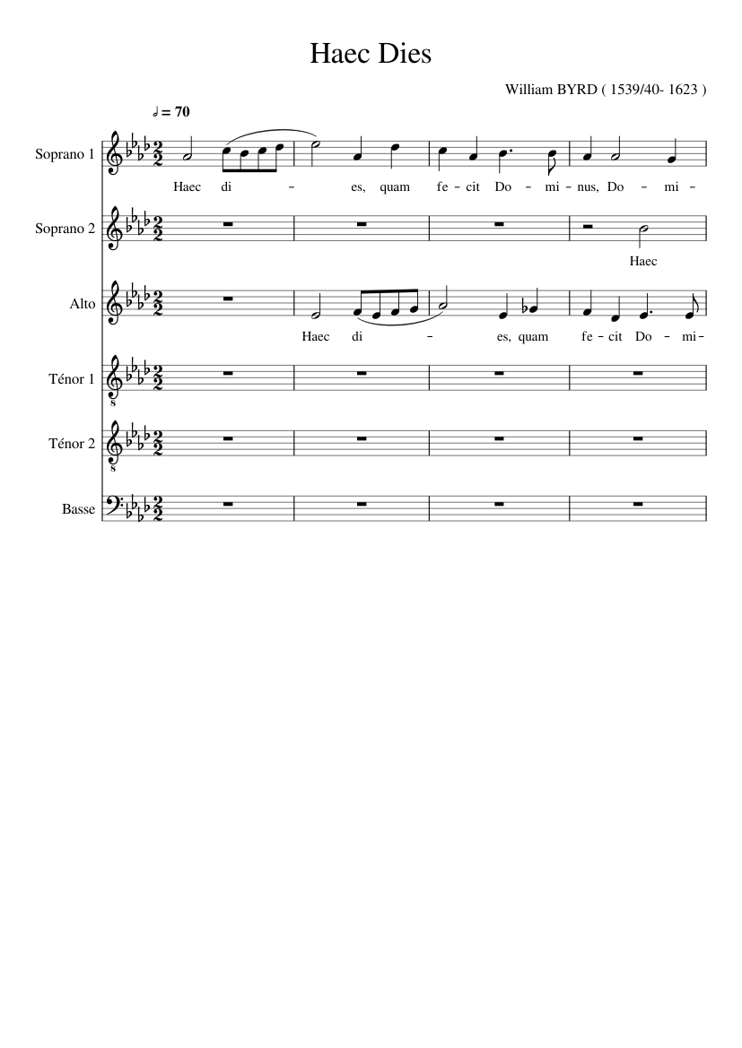 Haec Dies Sheet music for Soprano, Alto, Tenor, Bass voice (Choral ...