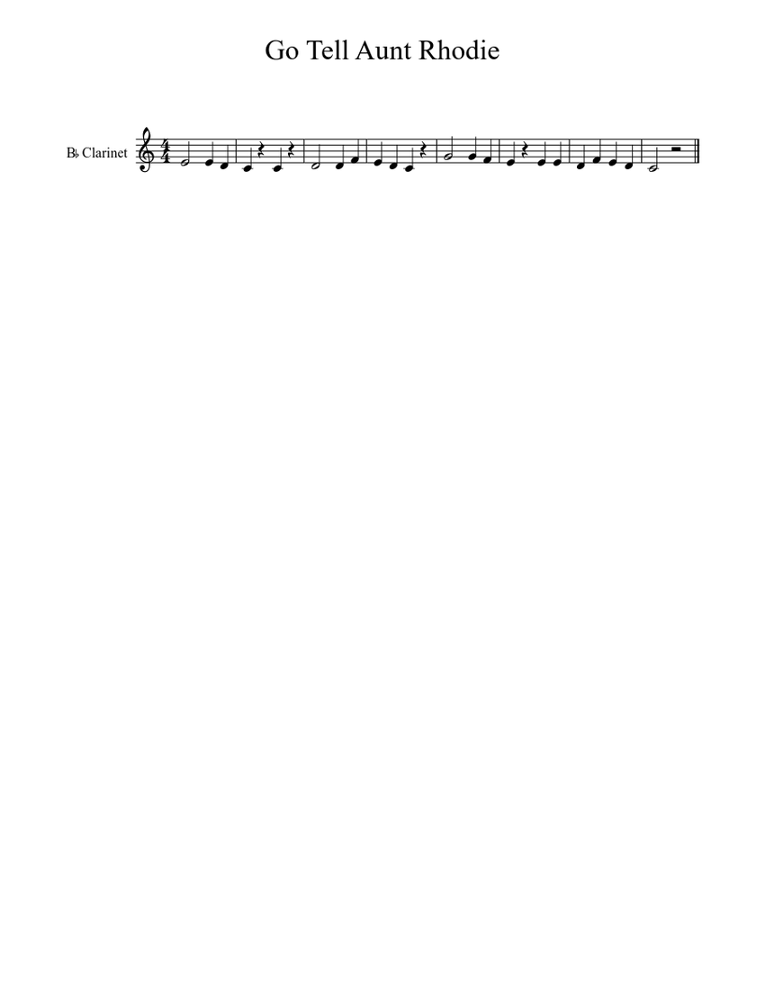 Go Tell Aunt Rhodie Sheet music for Clarinet other (Solo) | Musescore.com