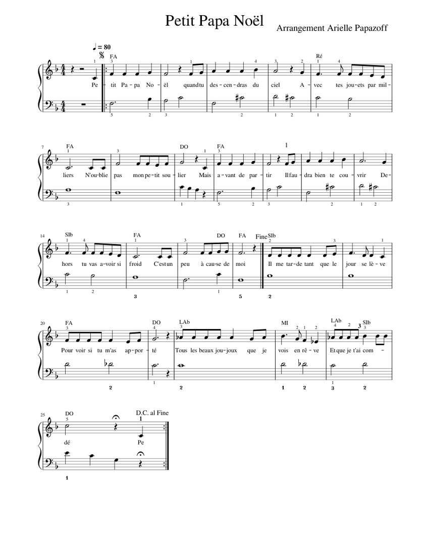 Petit Papa Noel Sheet music for Piano (Solo) Easy | Musescore.com