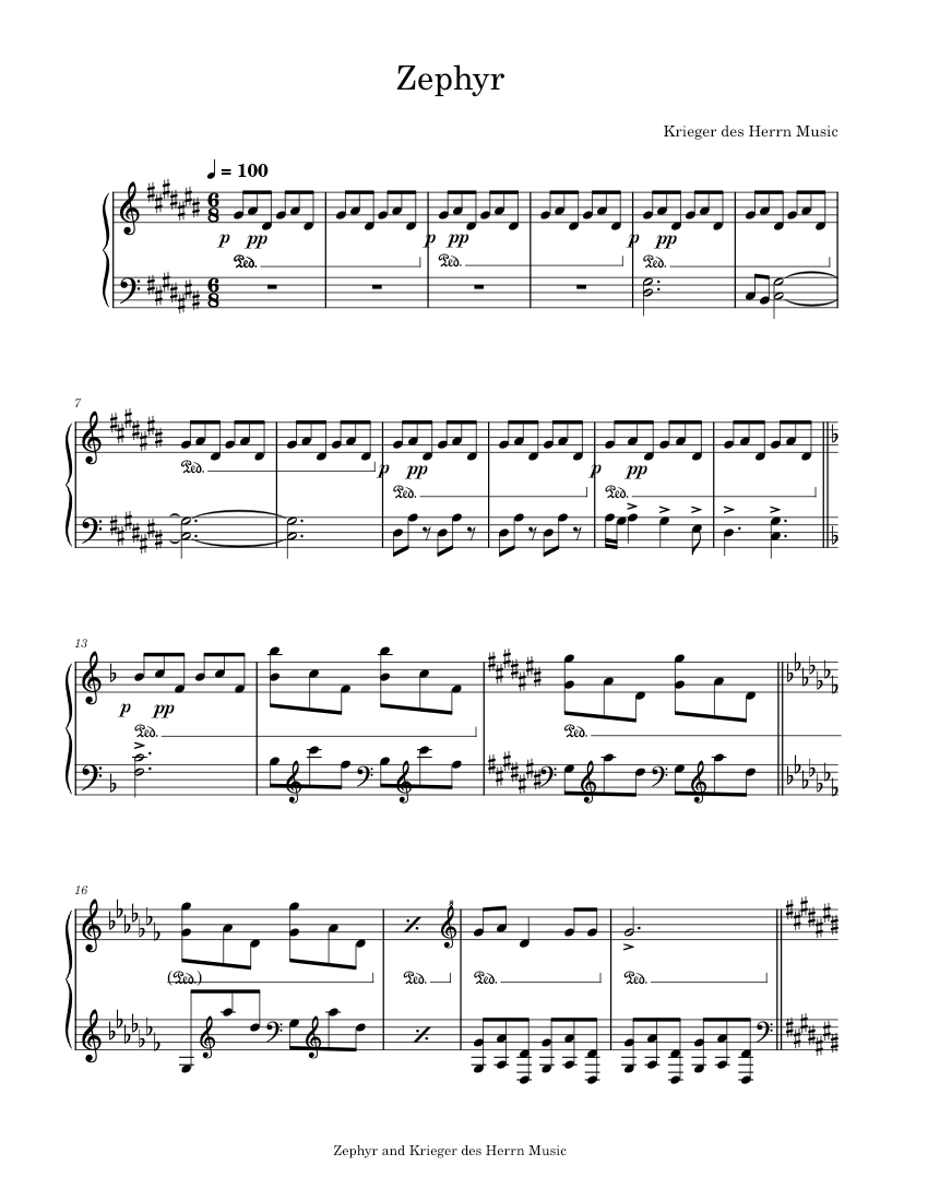 Zephyr Sheet music for Piano (Solo) Easy | Musescore.com