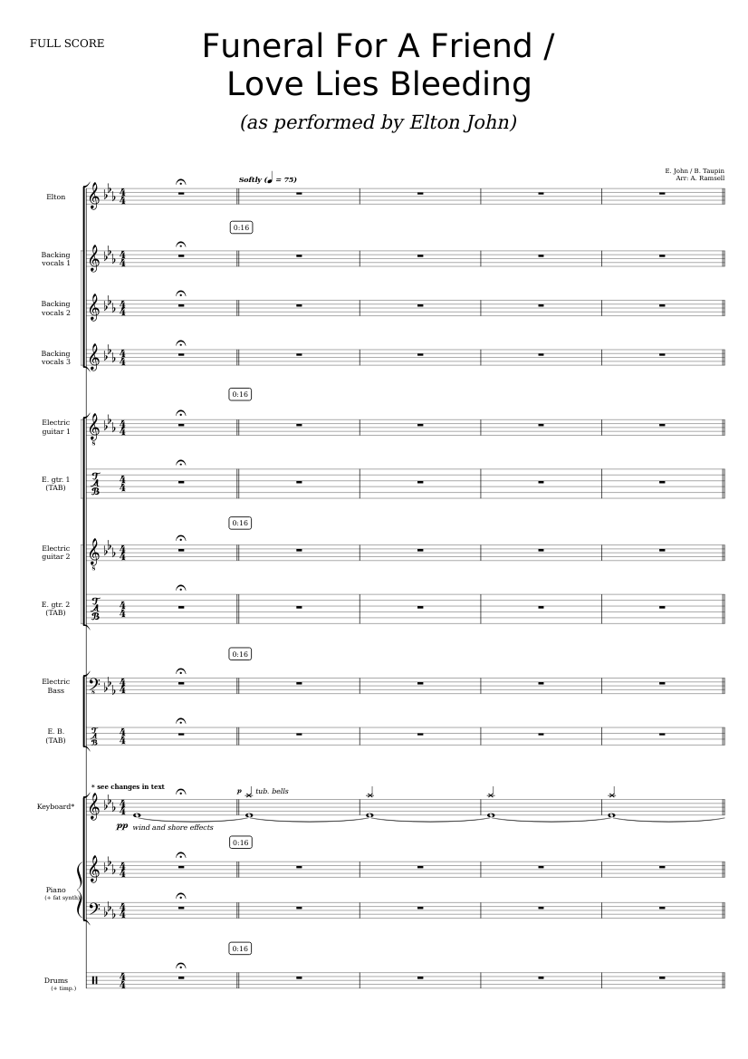 Funeral For A Friend / Love Lies Bleeding - Elton John Sheet music for ...