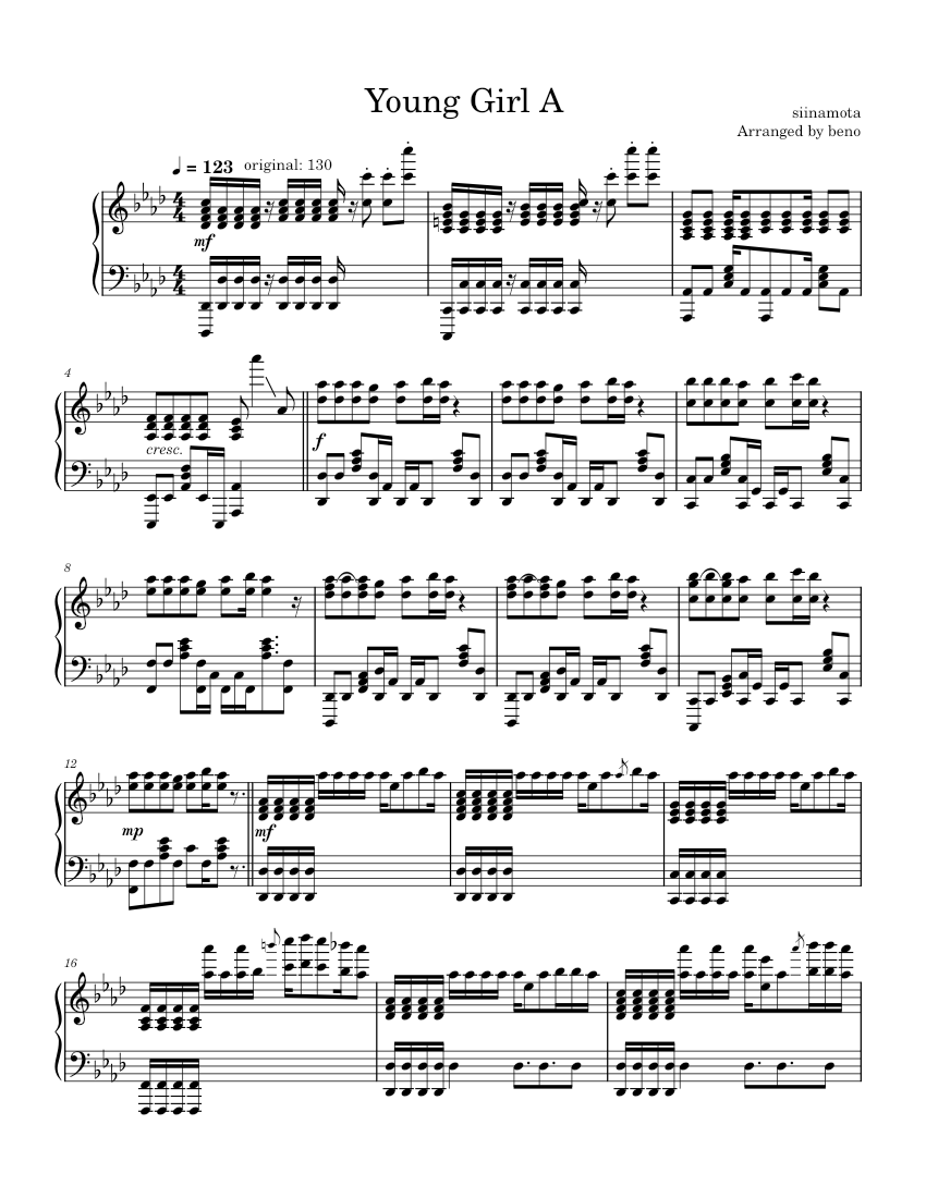 Young Girl A Sheet music for Piano (Solo) | Musescore.com
