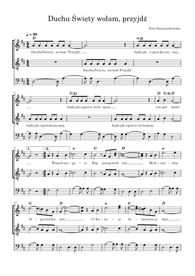 Duchu Święty, wołam, przyjdź – Ewa Szymczykowska Sheet Music for ...