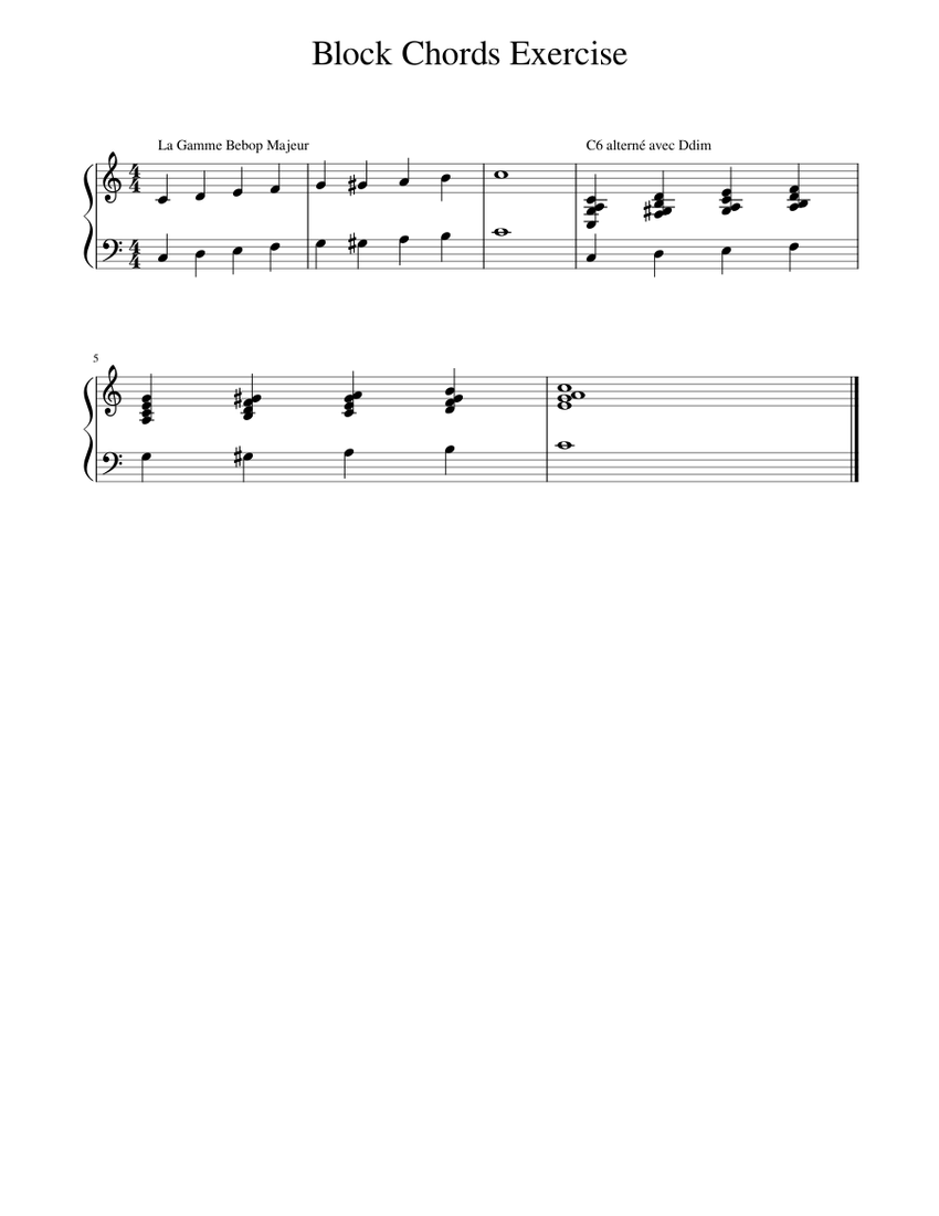 Block Chords Exercise Sheet music for Piano (Solo) Easy | Musescore.com