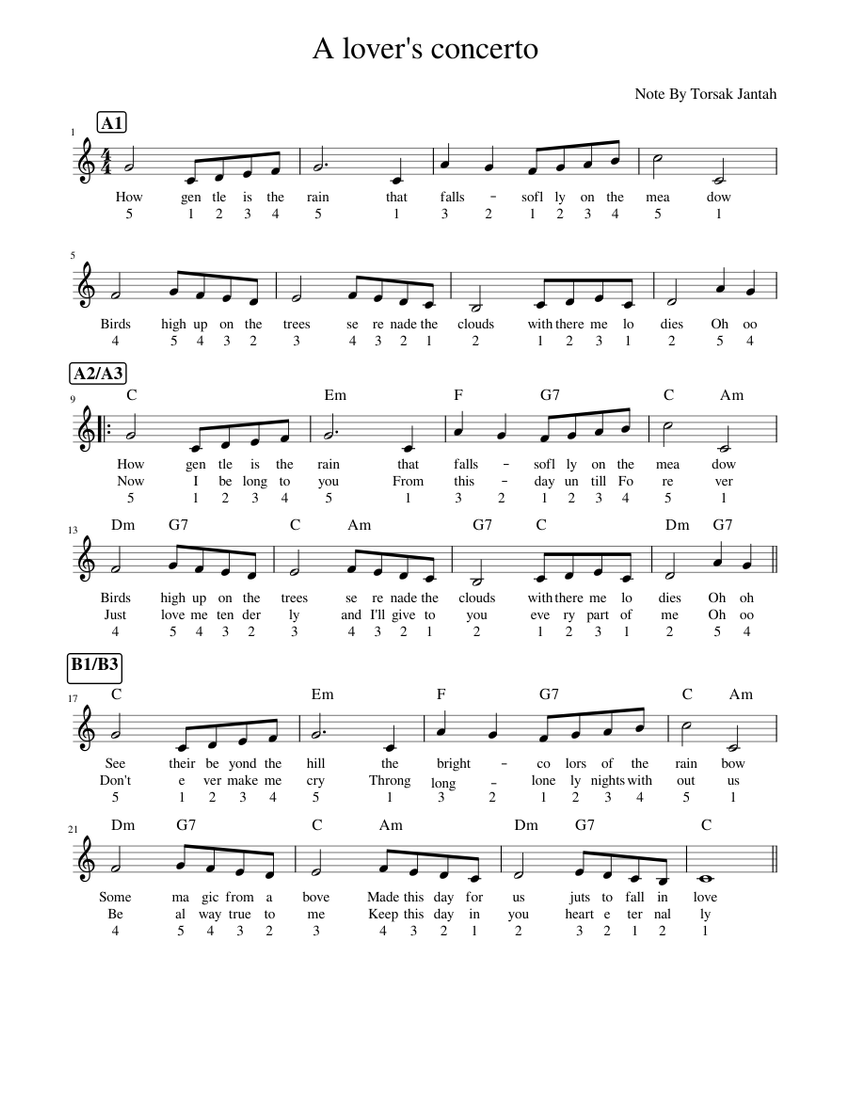 A lover's concerto-C Sheet music for Piano (Solo) | Musescore.com