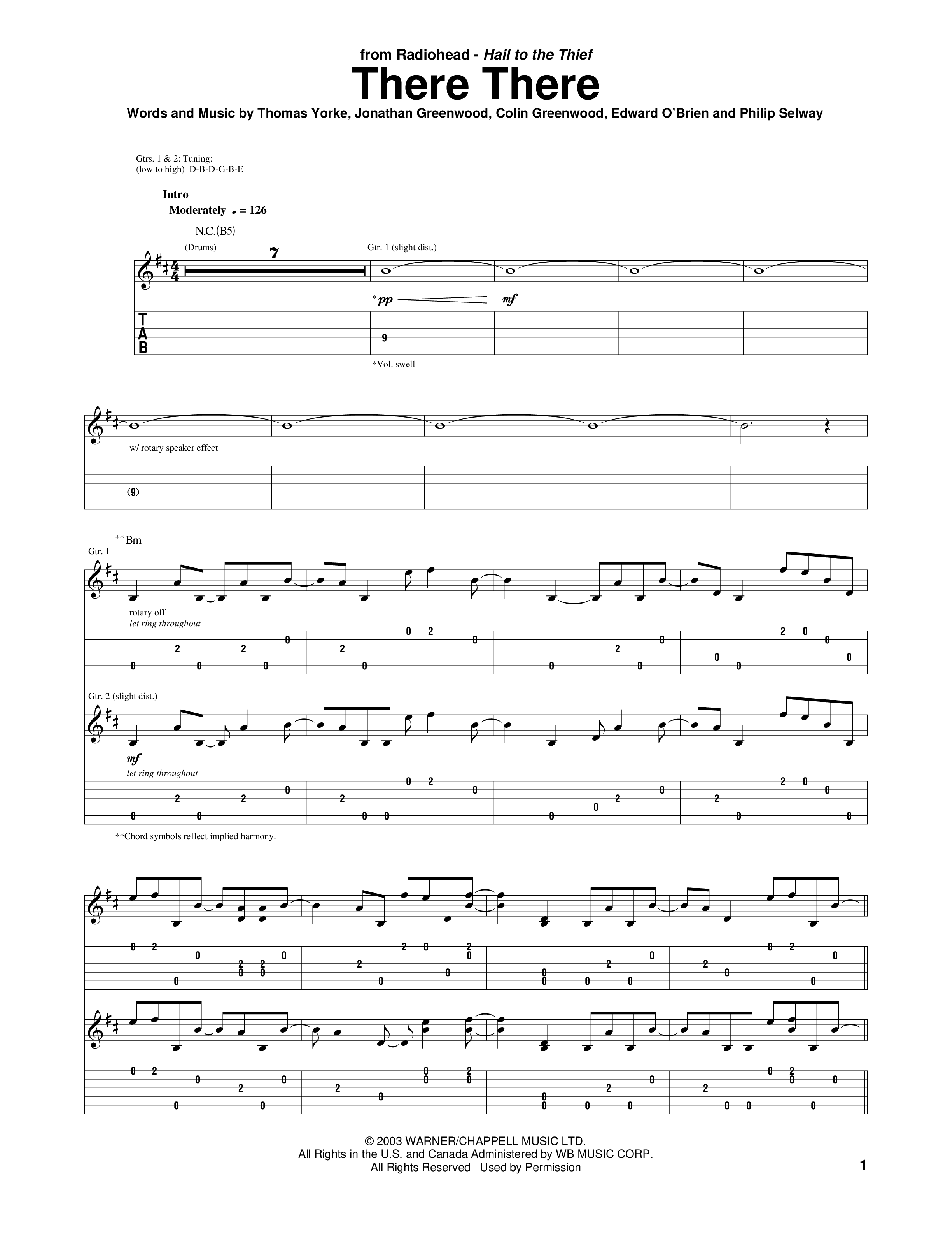 Play Official version of There there sheet music by Radiohead for ...