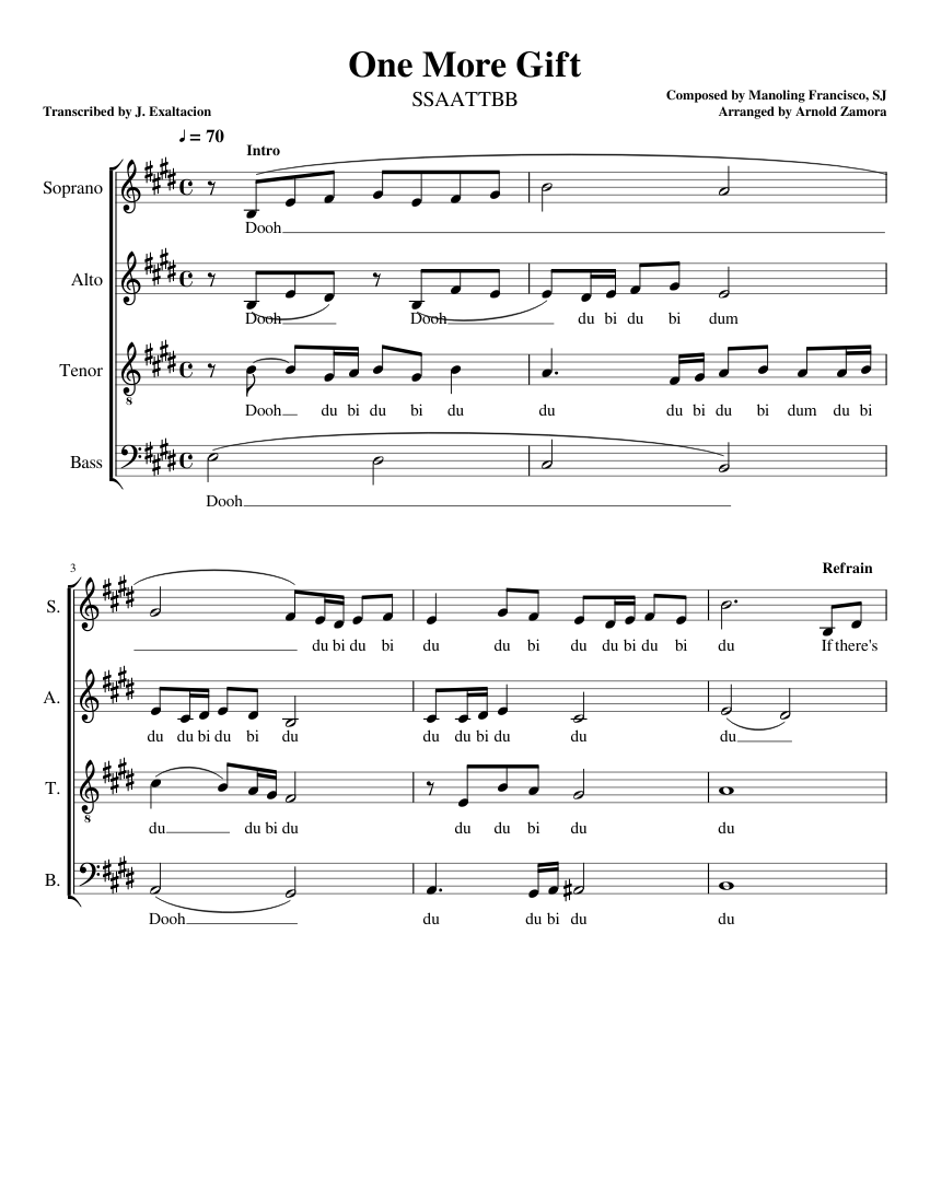 One More Gift Sheet music for Soprano, Tenor, Alto, Bass (A Capella ...