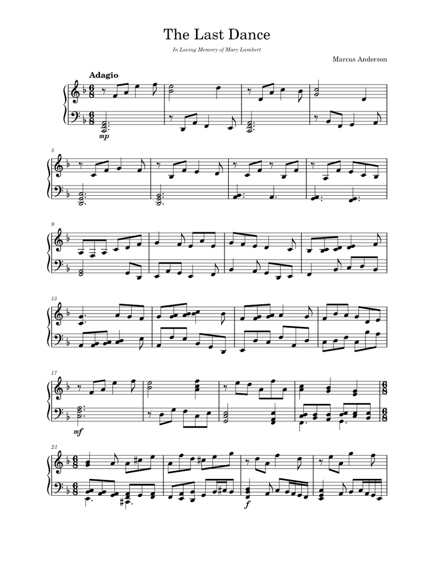 The Last Dance Sheet music for Piano (Solo) | Musescore.com