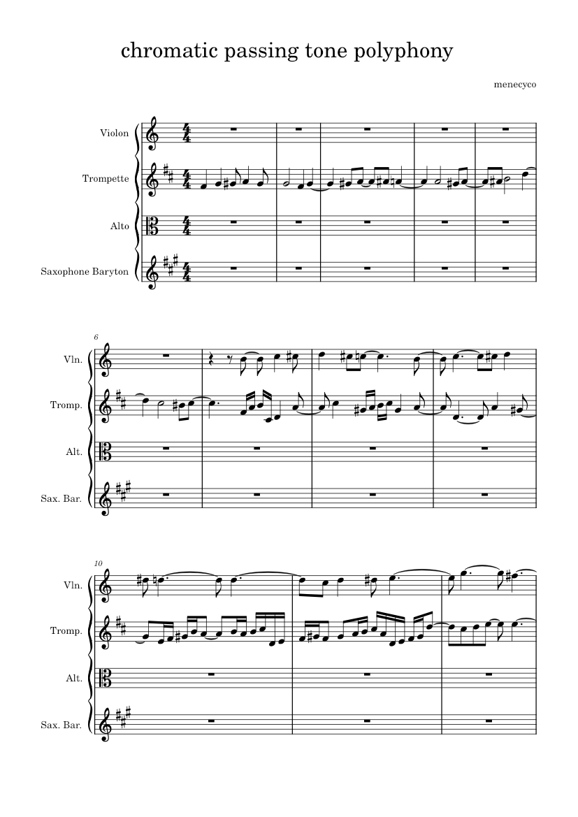 chromatic passing tone polyphony Sheet music for Saxophone baritone ...