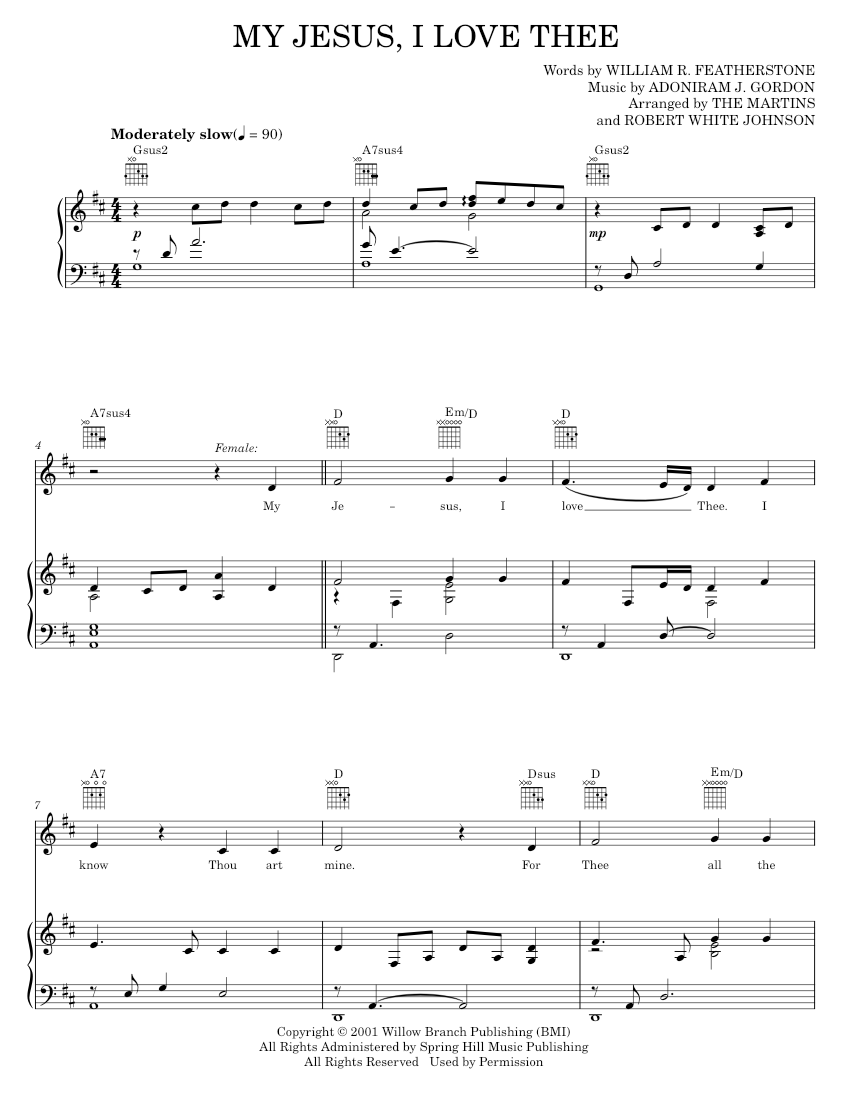 Play Official version of My Jesus, I Love Thee Sheet Music by William R ...