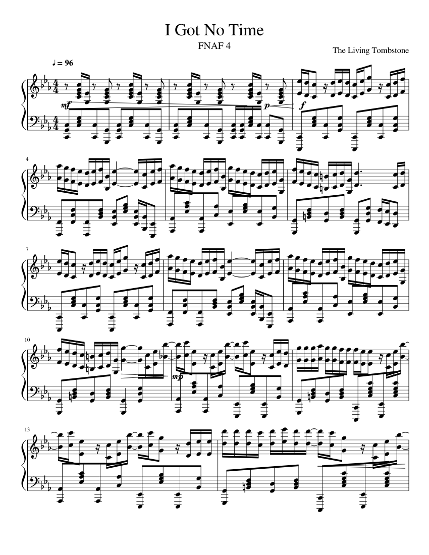 I Got No Time (FNAF 4) Sheet music for Piano (Solo) | Musescore.com