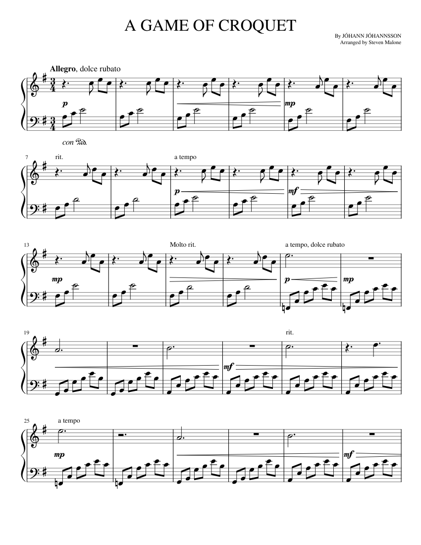 A Game Of Croquet Sheet music for Piano (Solo) Easy | Musescore.com