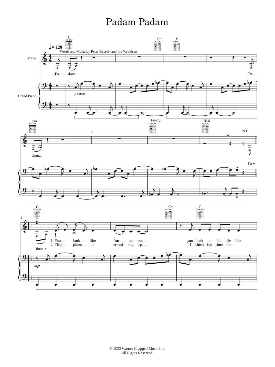 Play Official version of Padam Padam Sheet Music by Kylie Minogue for ...