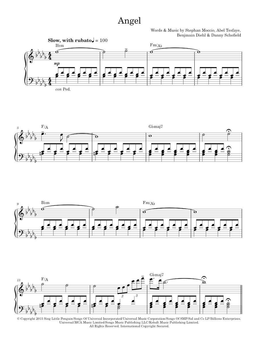 Play Official version of Angel sheet music by Jazmin Sawyers, Tokio ...