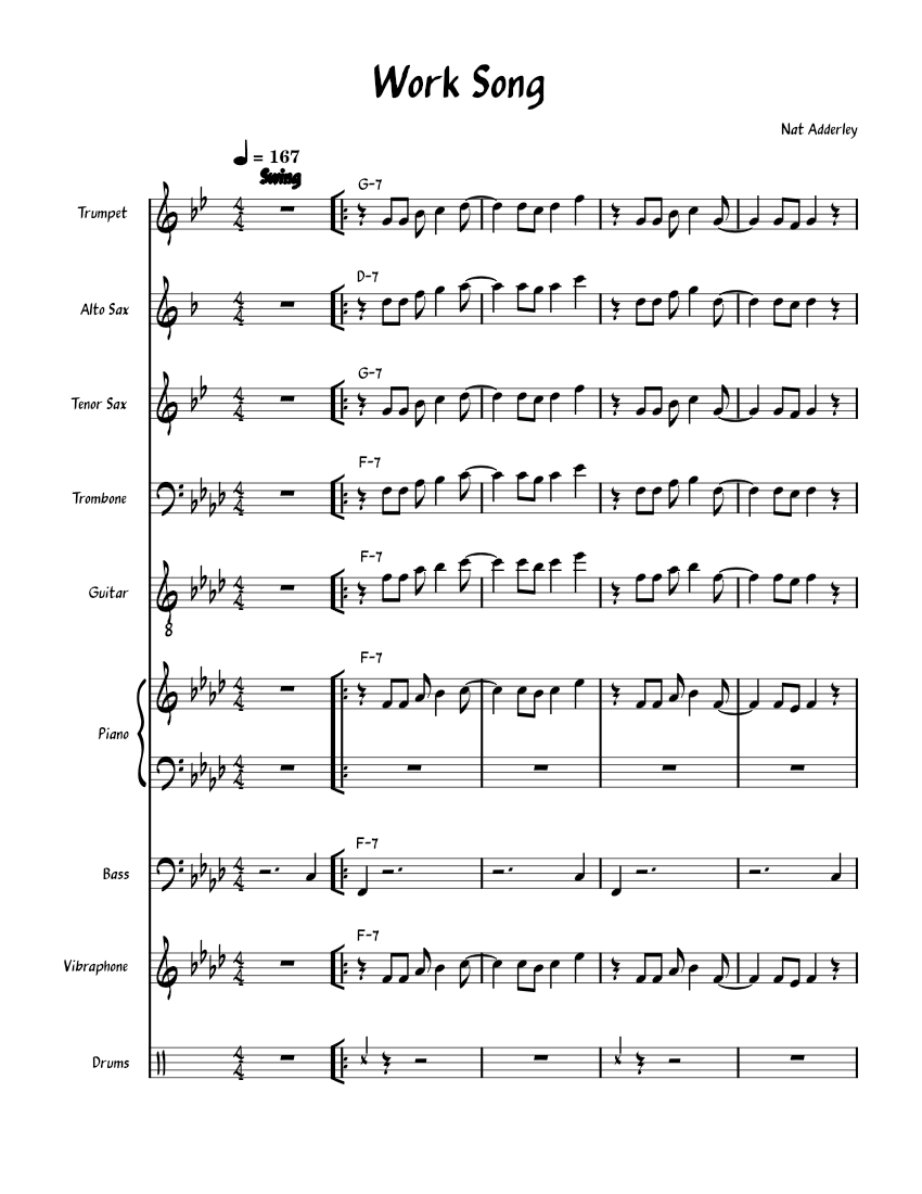 Work Song Sheet Music for Piano, Trombone, Saxophone alto, Saxophone ...