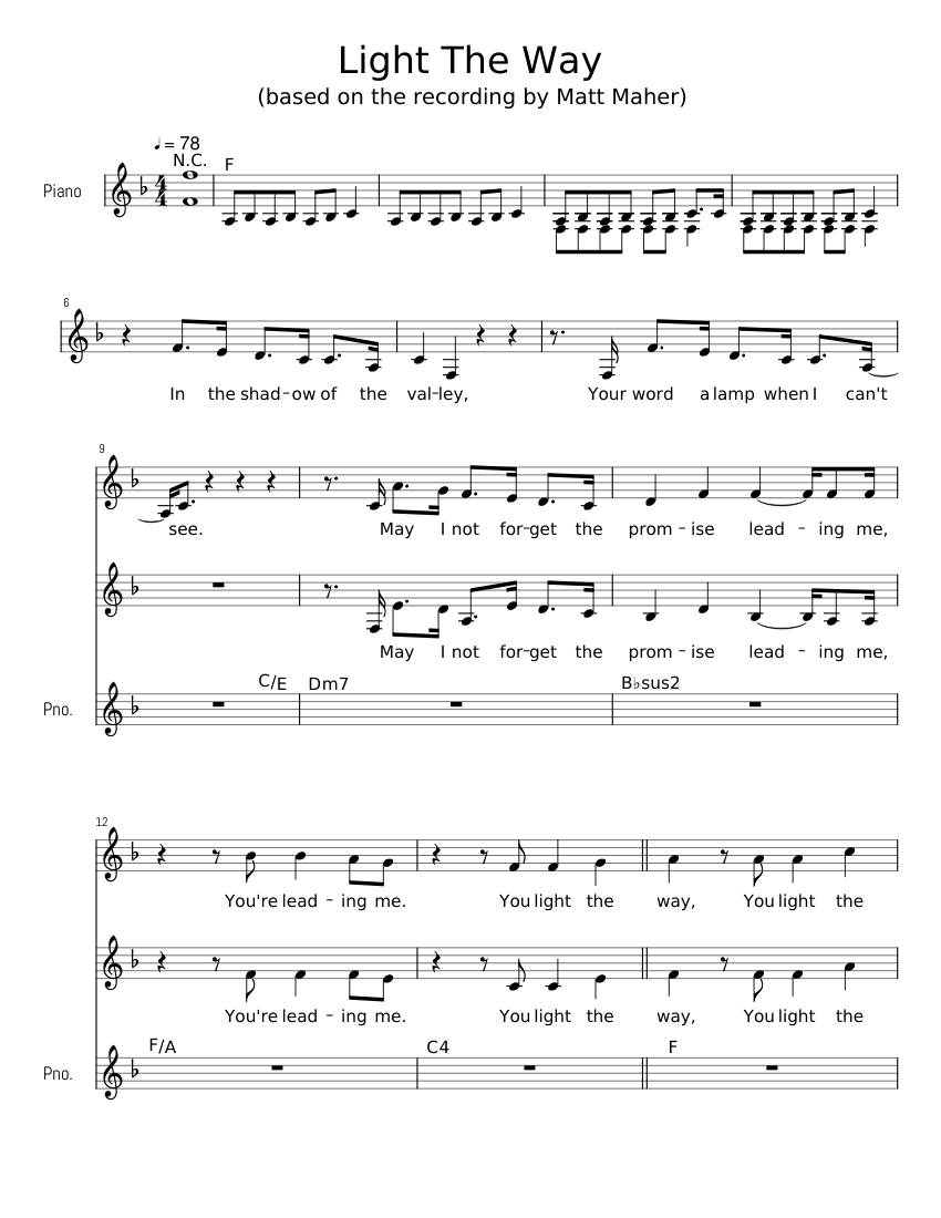 Light the Way, SAT, Matt Maher Sheet music for Piano, Vocals (Mixed ...