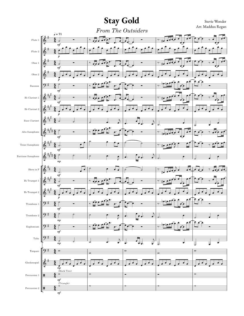 Stay Gold - Stevie Wonder (Shortened Band Arrangement) Sheet music for ...