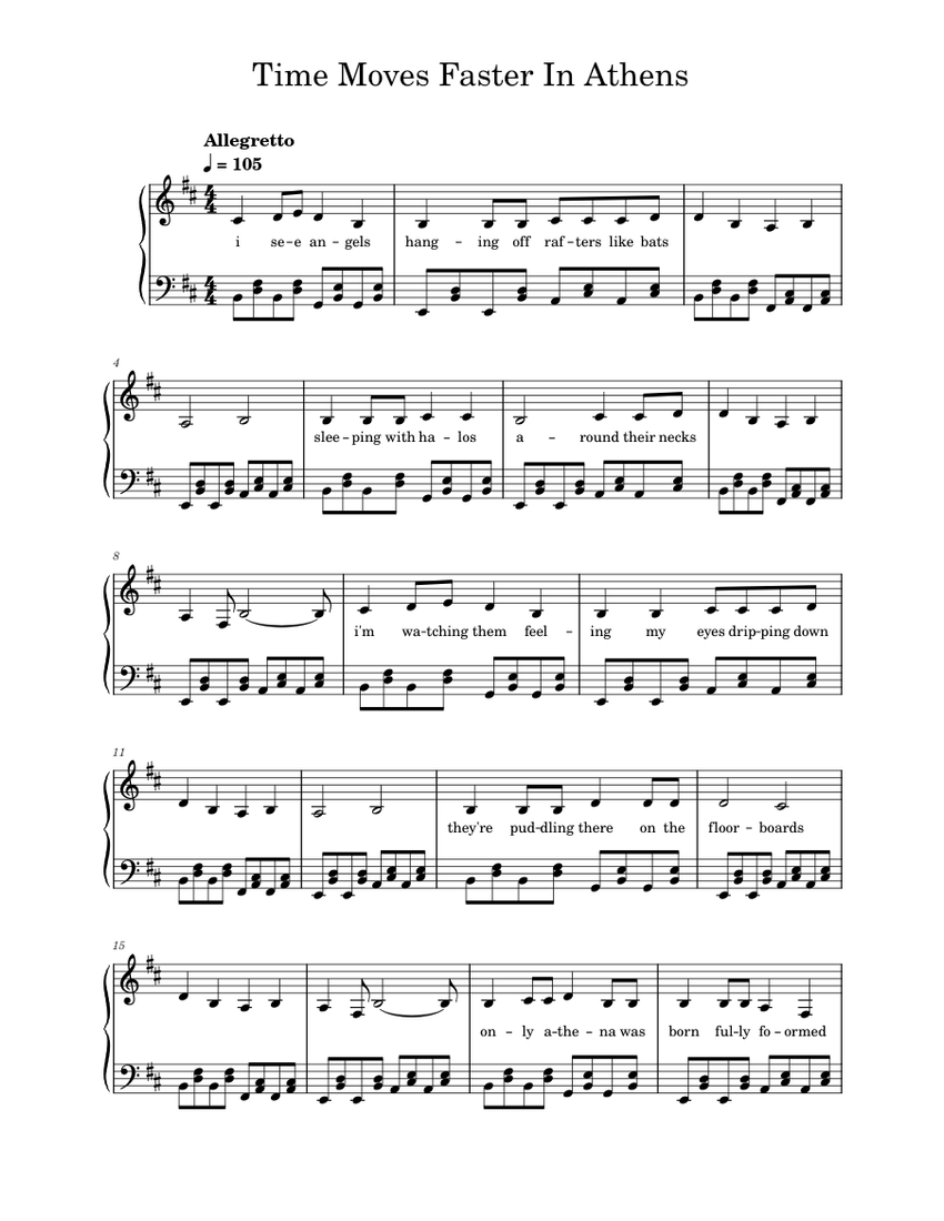 Time Moves Faster In Athens Sheet music for Piano (Solo) Easy ...