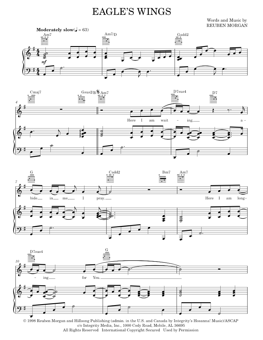 Play Official version of Eagle's Wings sheet music by Jeff Deyo, Reuben ...