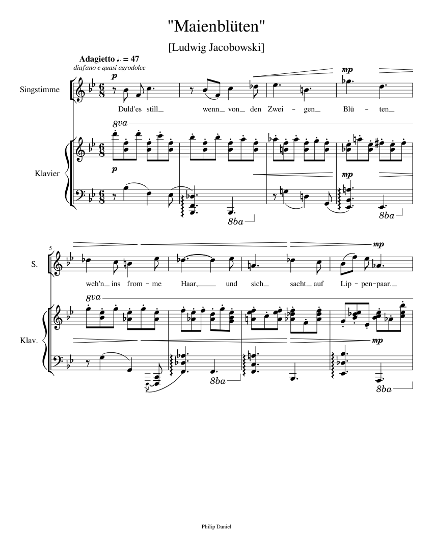 Maienblüten [Ludwig Jacobowski] Sheet music for Piano, Soprano (Piano ...