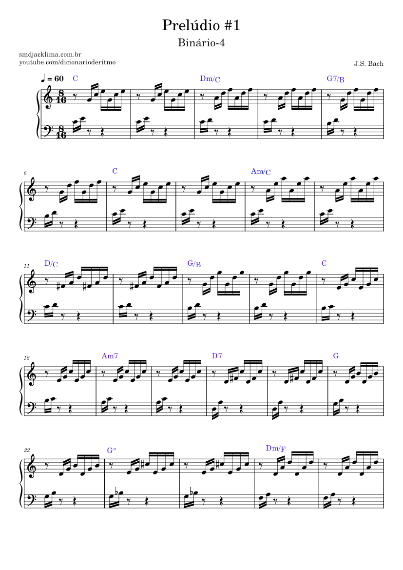 Prelúdio 1 | Bach | Limatura/Partitura | Tutorial Sheet music for Piano ...