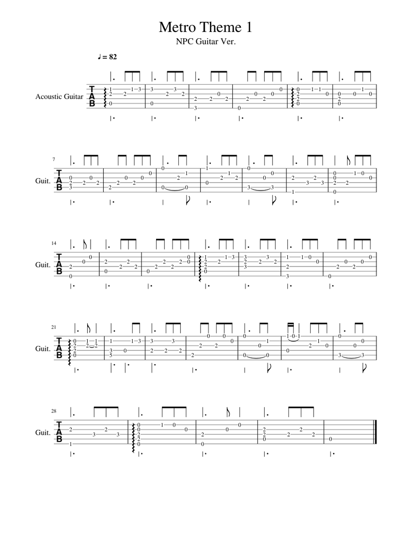 Metro Exodus Theme 1 (Guitar) Sheet music for Guitar (Solo) | Musescore.com