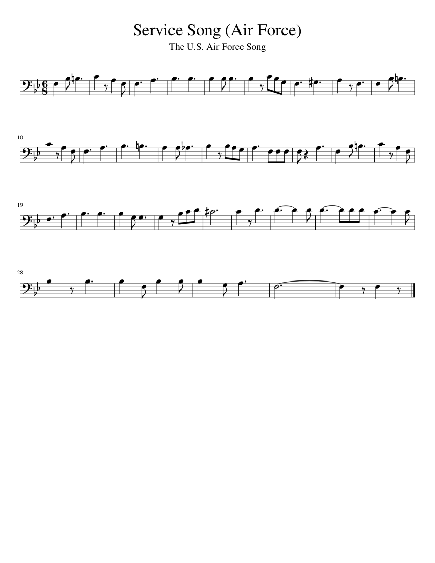 Service Song (Air Force) Sheet music for Euphonium (Solo) | Musescore.com