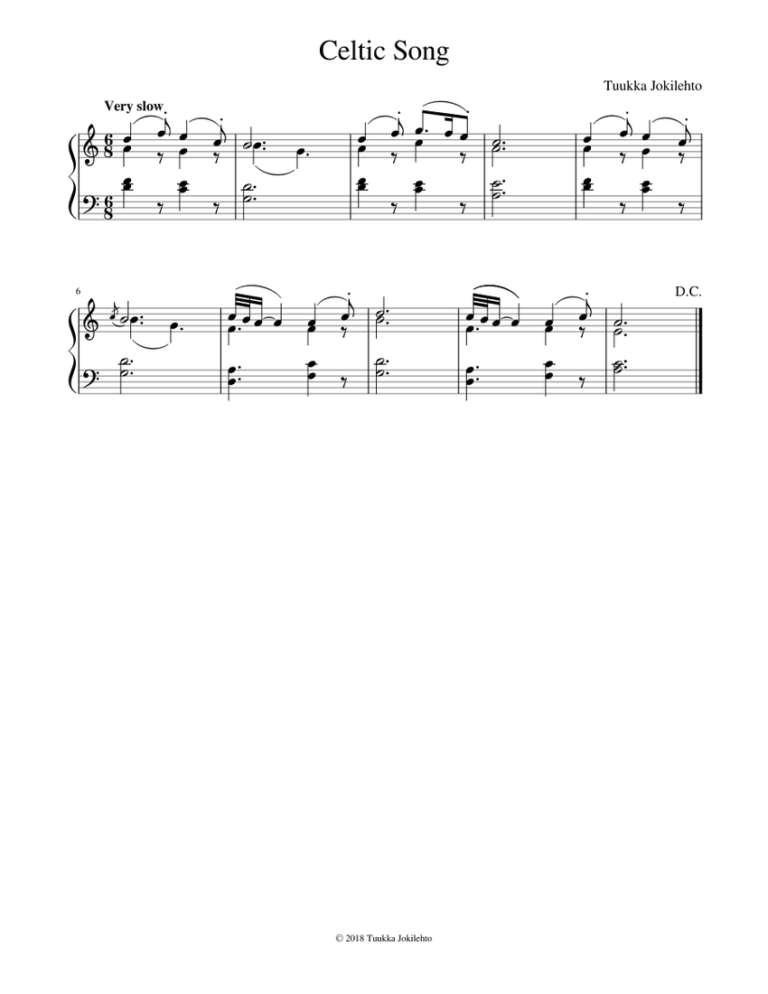 Celtic Song Sheet music for Piano (Solo) | Download and print in PDF or ...
