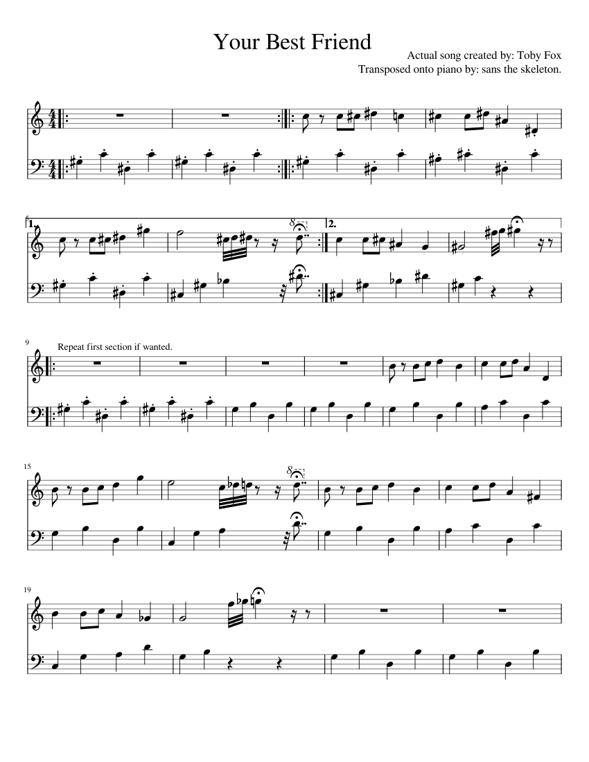 Your Best Friend Sheet music for Piano (Solo) Easy | Musescore.com