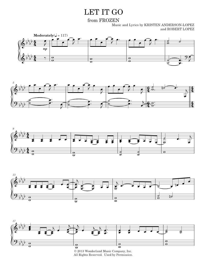 Let It Go Sheet music for Piano by Kristen Anderson-Lopez & Robert ...