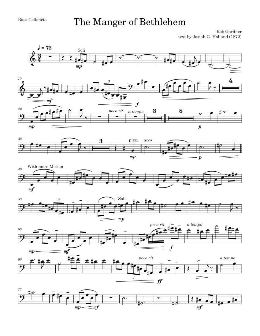 The Manger of Bethlehem – Rob Gardner The Manger of Bethlehem Sheet ...