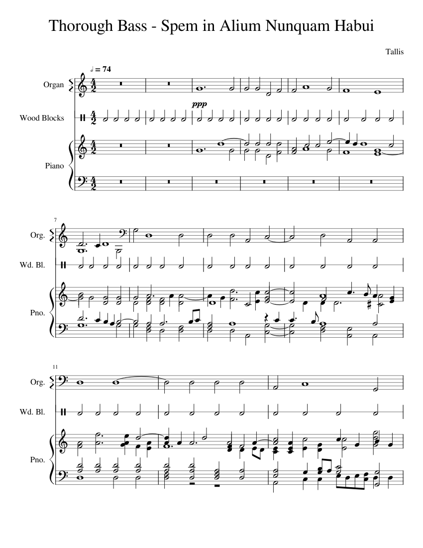 Thorough_Bass_-_Spem_in_Alium_Nunquam_Habui Sheet music for Piano, Organ, Woodblock (Mixed Trio ...