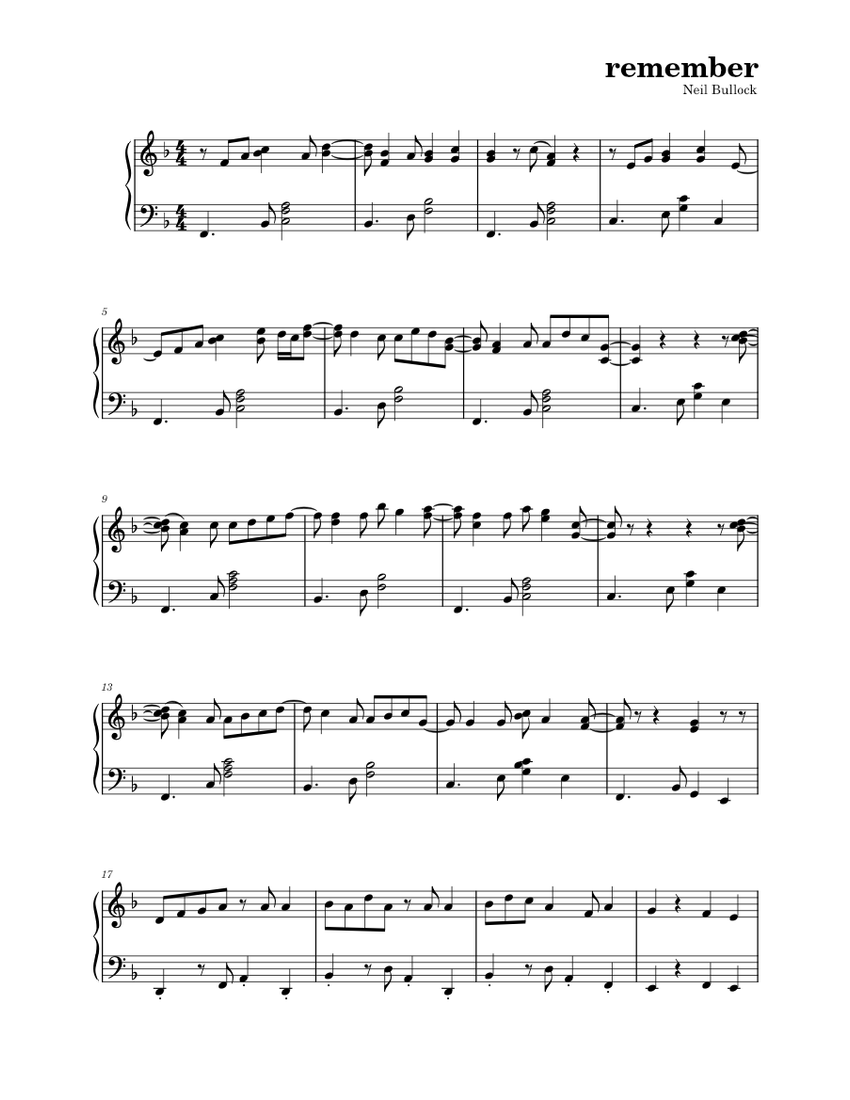 remember Sheet music for Piano (Solo) Easy | Musescore.com