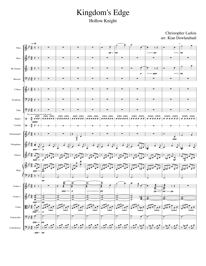Hollow Knight: Kingdom's Edge Sheet music for Tuba, Flute, Oboe, Clarinet in b-flat & more ...