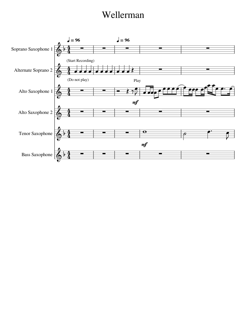 Wellerman Sheet music for Saxophone alto, Saxophone tenor, Saxophone ...