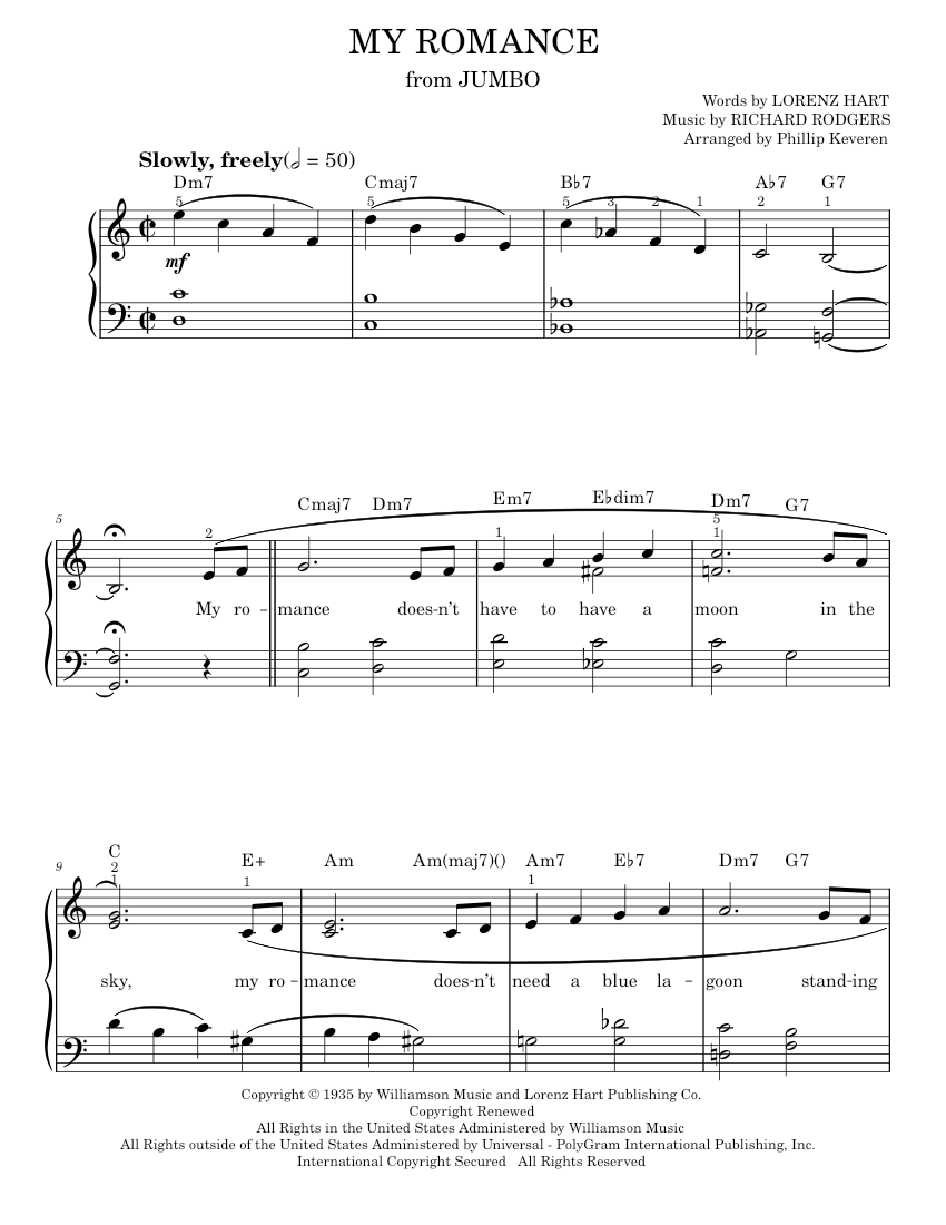 Play Official version of My Romance sheet music by Rodgers & Hart for ...