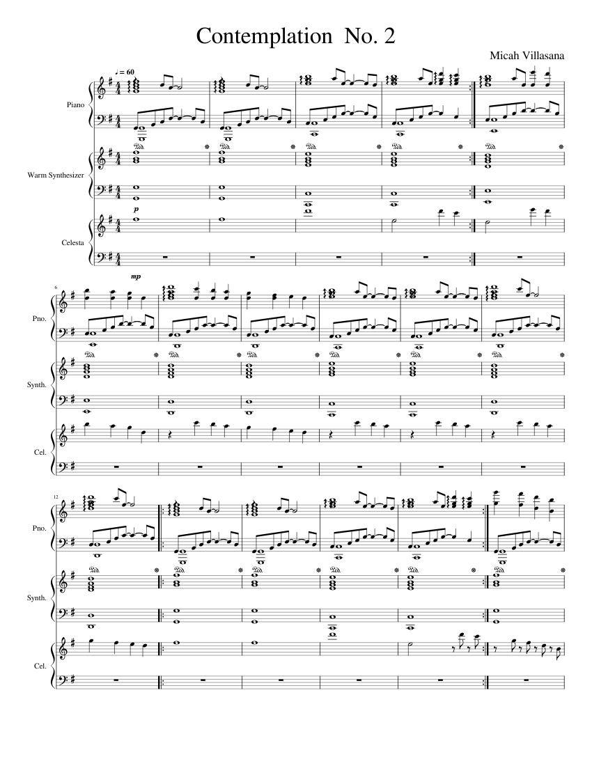 Contemplation No. 2 Sheet music for Piano, Celesta, Synthesizer (Mixed Trio) | Musescore.com