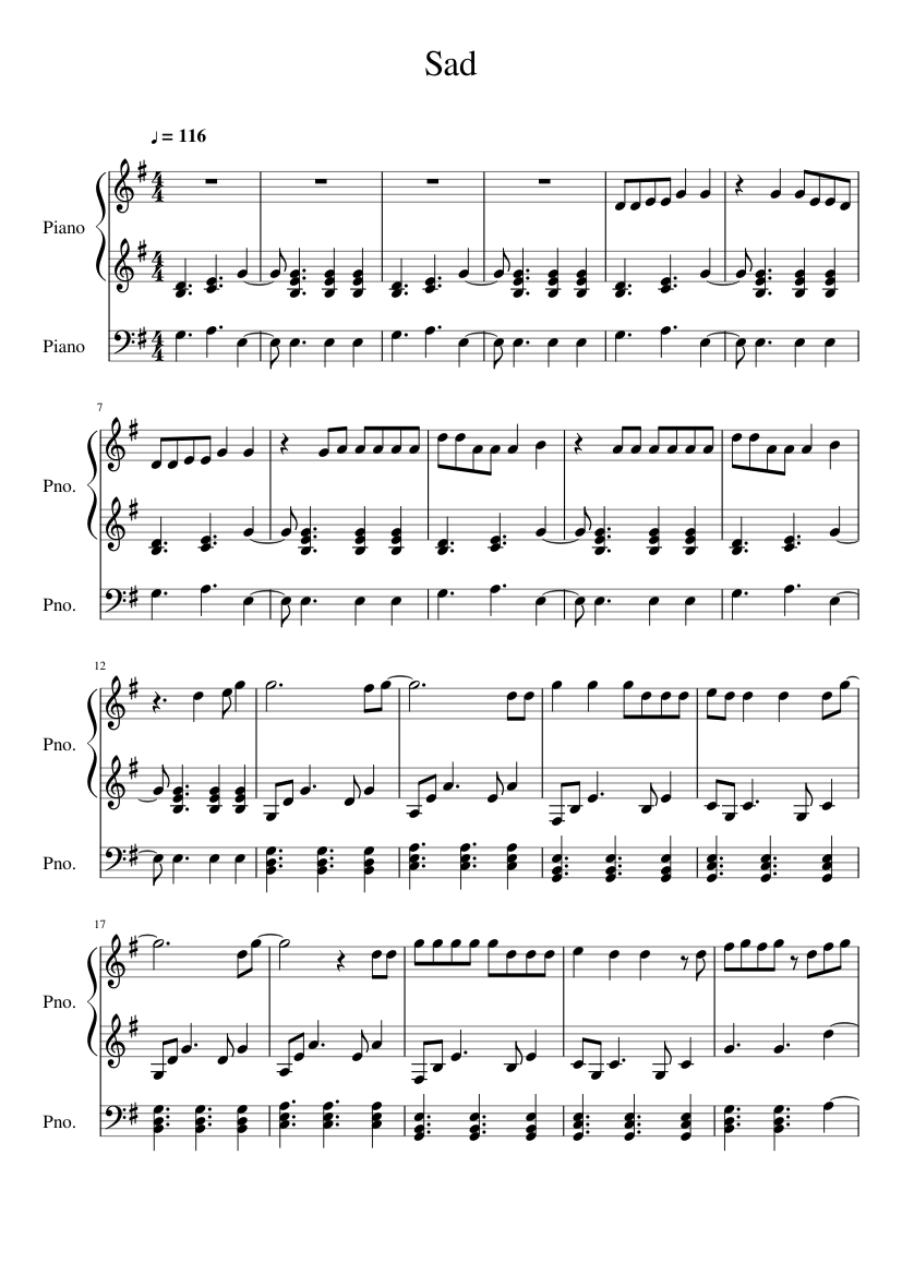 Sad- Maroon 5 Sheet music for Piano (Piano Duo) | Musescore.com