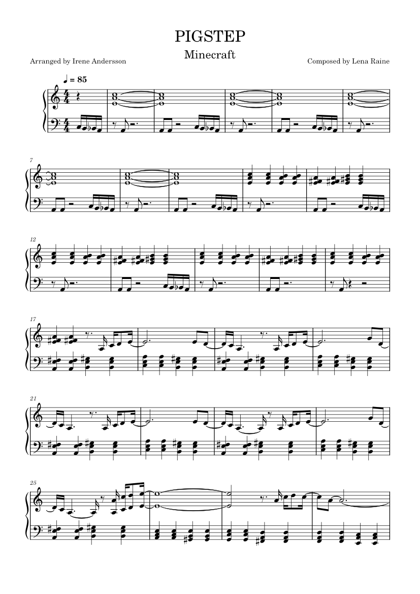 Pigstep – Lena Raine Sheet music for Piano (Solo) Easy | Musescore.com