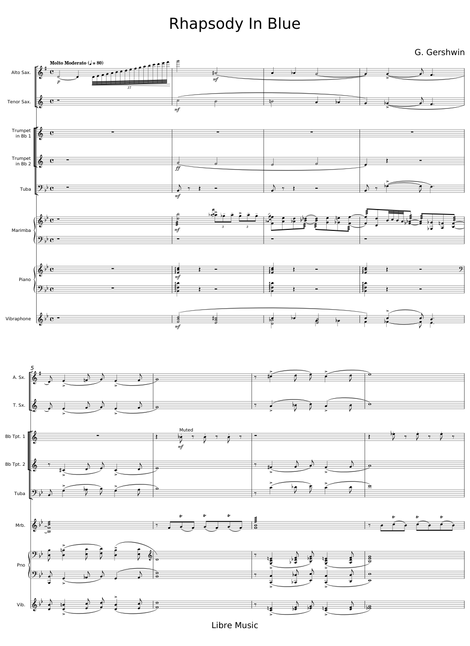 Rhapsody in Blue - George Gershwin Sheet music for Piano, Tuba ...