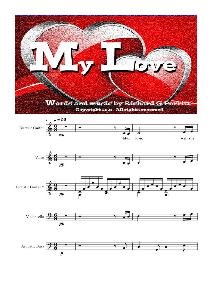 My Love Sheet music for Vocals, Cello, Guitar, Bass guitar (Mixed ...